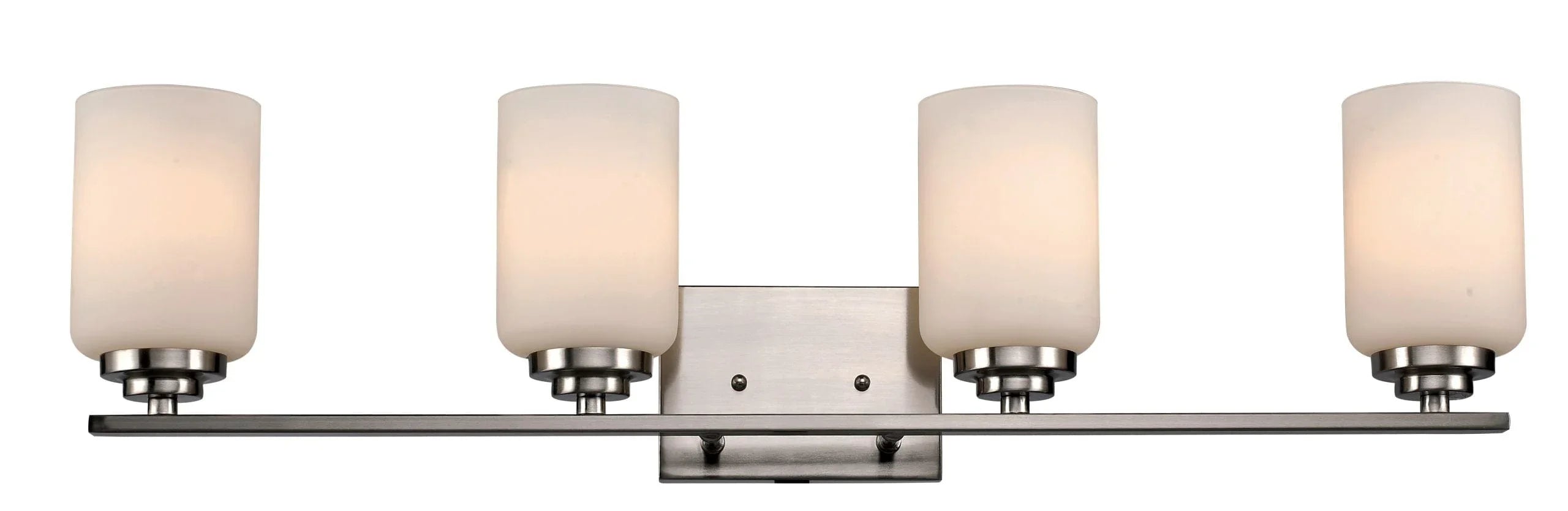Mod Pod 4-Light Glass Drum Shaded Vanity Bar Double Disk - Brushed Nic ...